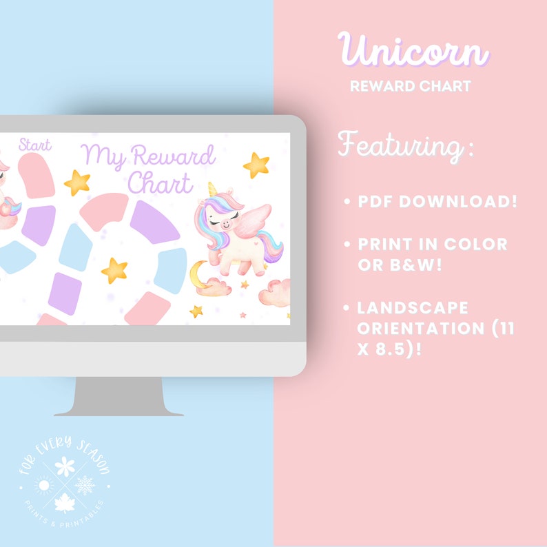 Unicorn Reward Chart for Kids: Printable Chore Chart (PDF) - Etsy