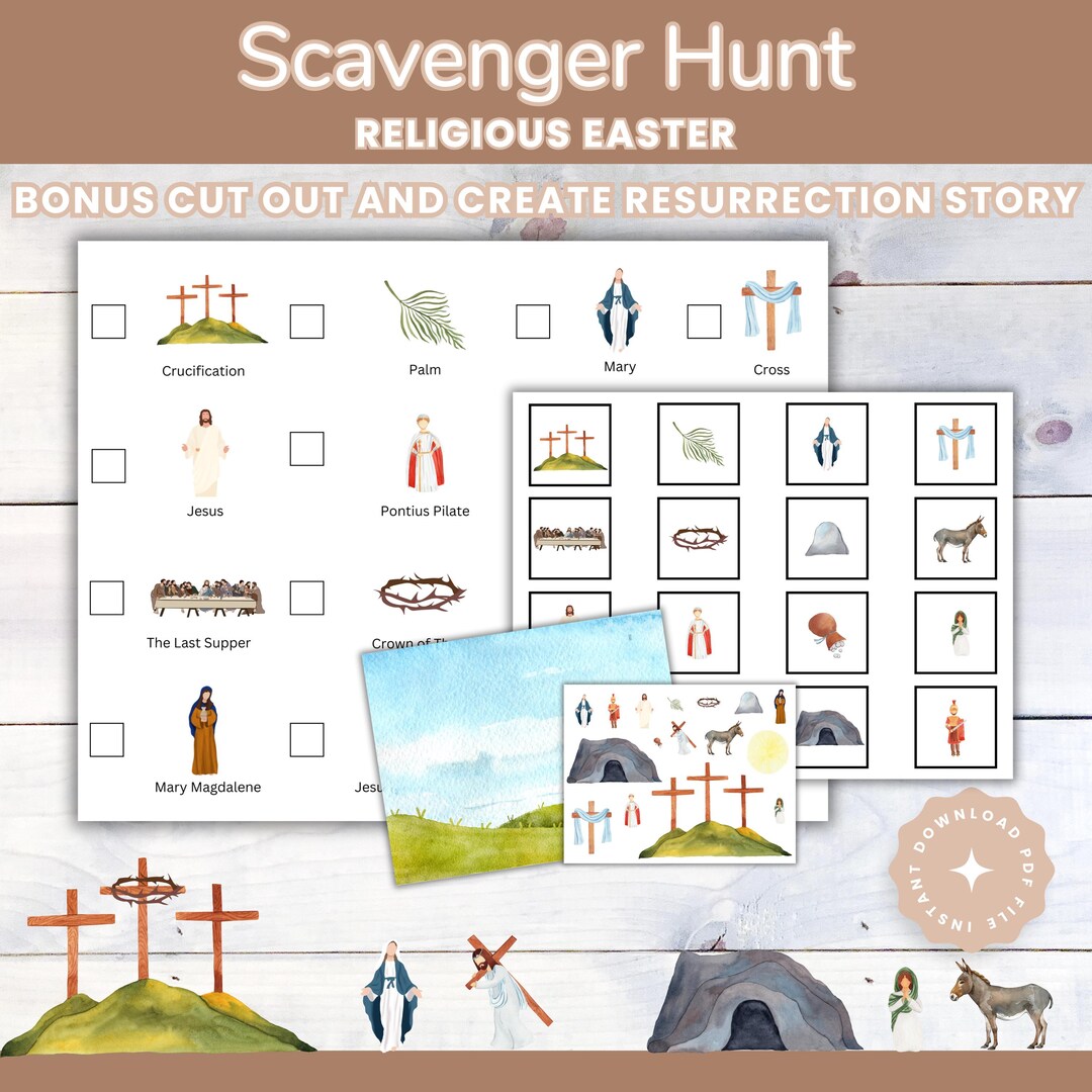 Easter Resurrection Scavenger Hunt, Easter Story, Palm Sunday ...