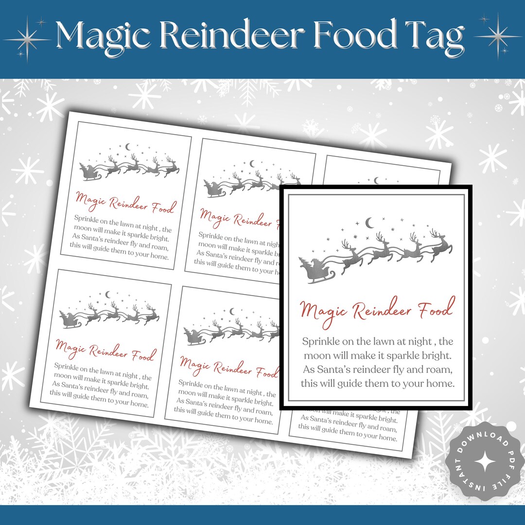 Magic Reindeer Food Tags: Christmas Eve Poem (digital Download) - Etsy