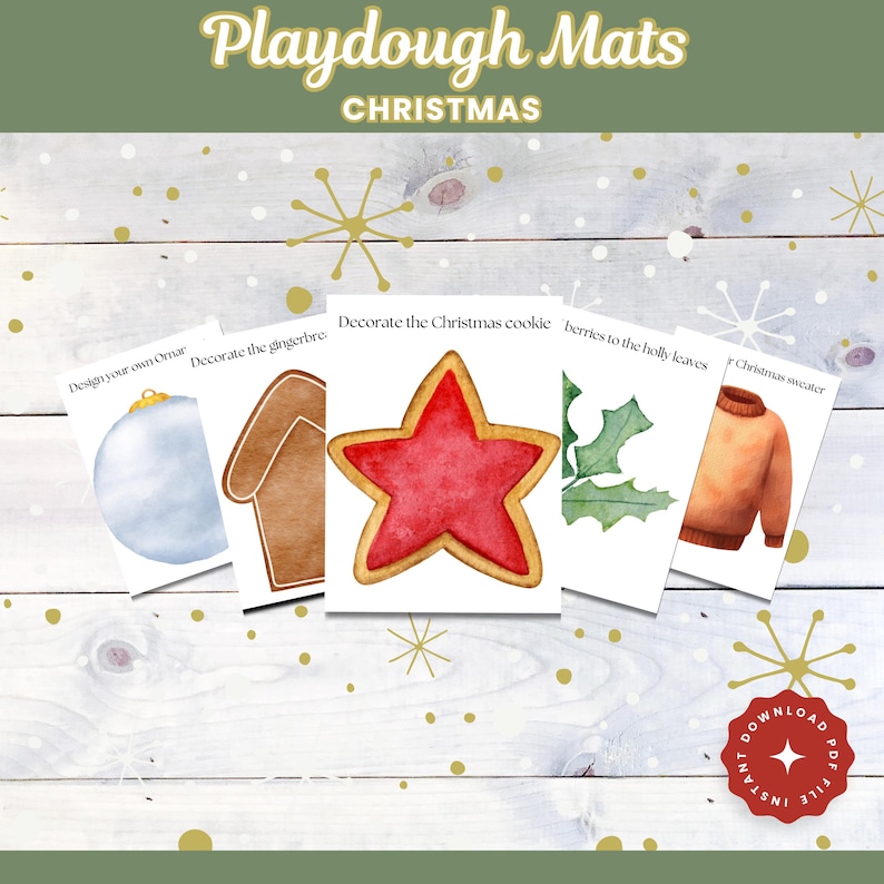 15 Christmas Playdough Mats, Printable Play Doh Mat, Busy Book, Snowman ...