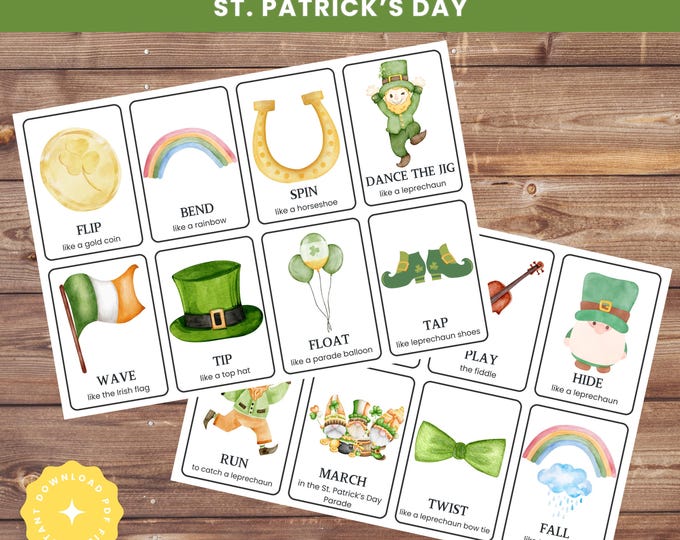St Patrick's Day Movement Cards, St Patricks Day Classroom Activity, St ...