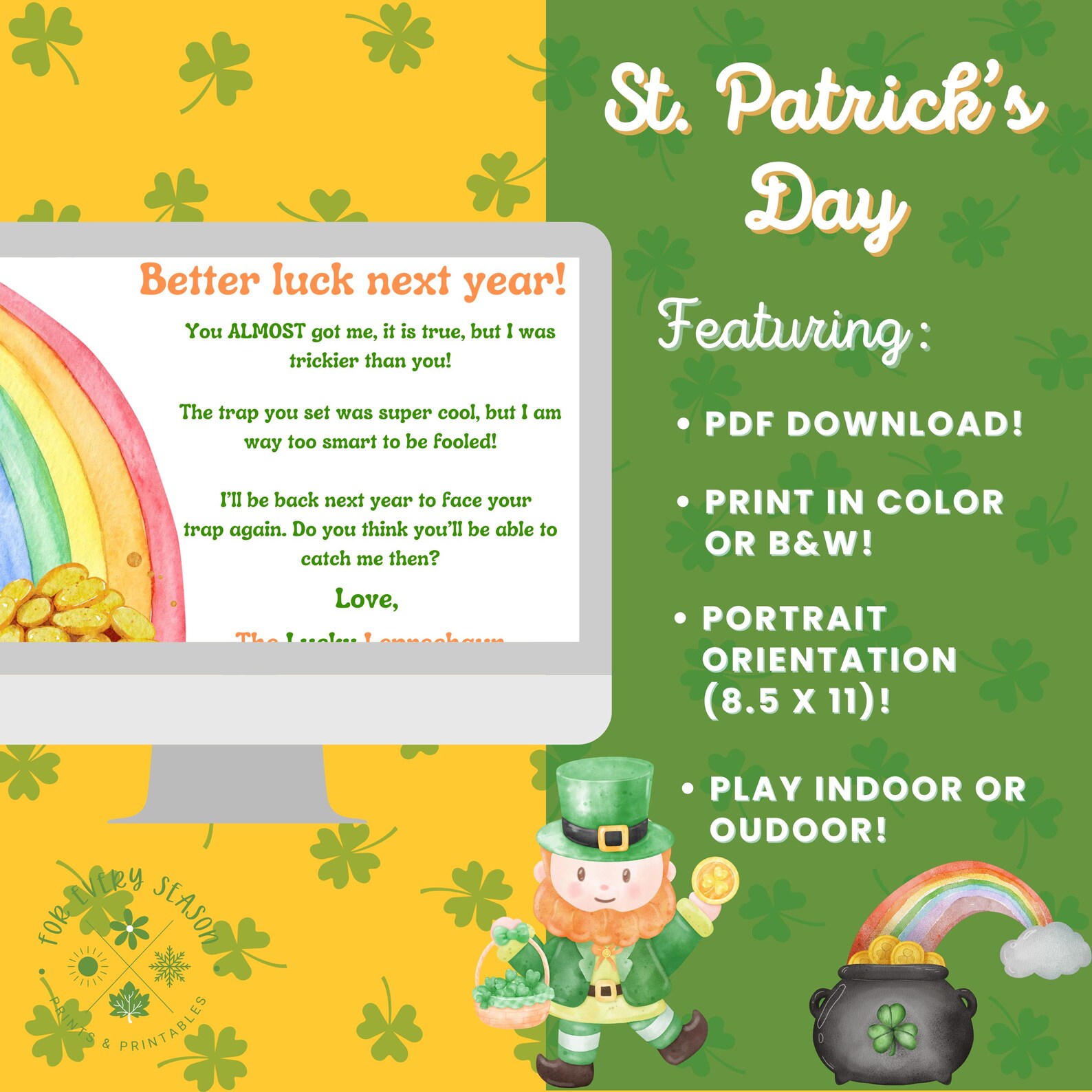Leprechaun Letter: St. Patrick's Day Trap Kit (digital Download) - Etsy