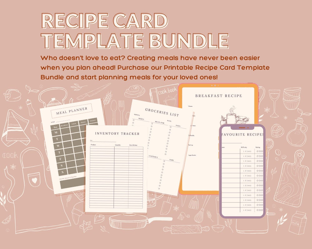 Recipe Card Template Bundle - Etsy