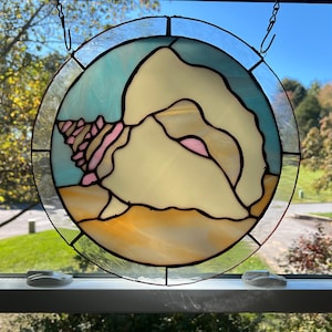 Conch Shell Stained Glass Panel (14" X 14") - Etsy