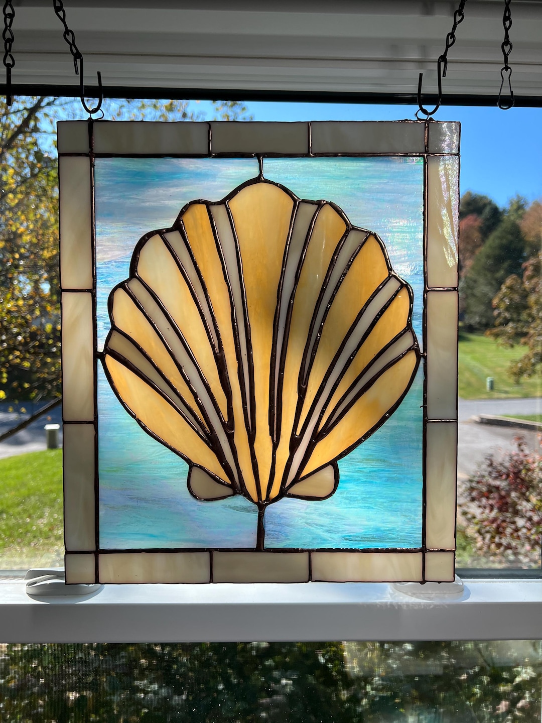 Clam Shell Stained Glass Panel (12" X 14") - Etsy