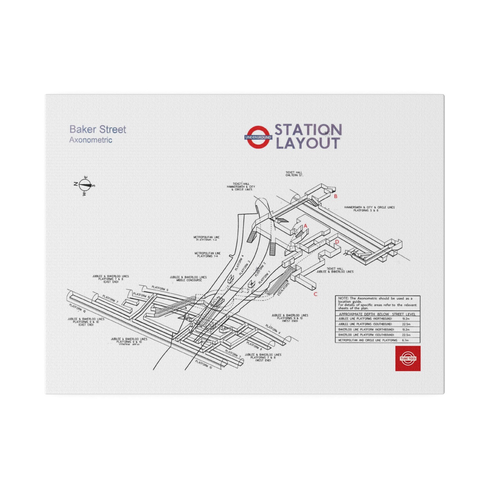 Baker Street Canvas 3D Map of London Underground Station 0.75 Thickness ...