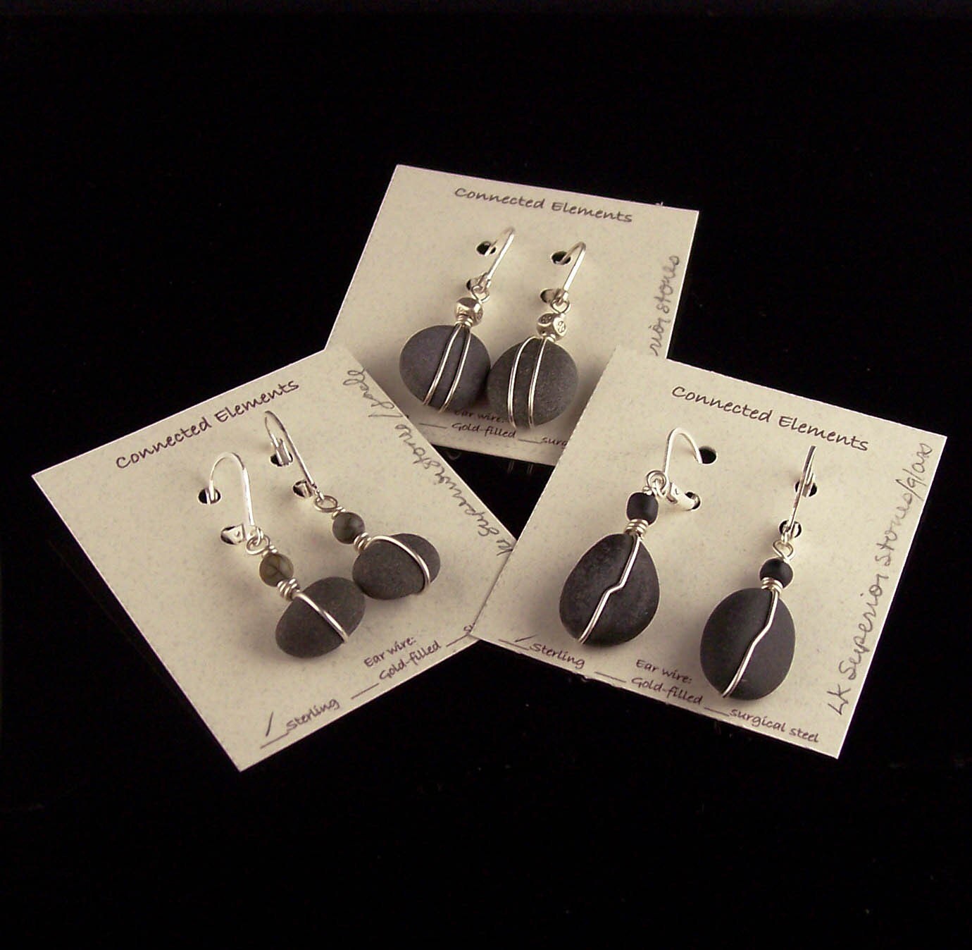 Wrapped Pebble Earrings Lake Superior Beach Stones Found Object ...