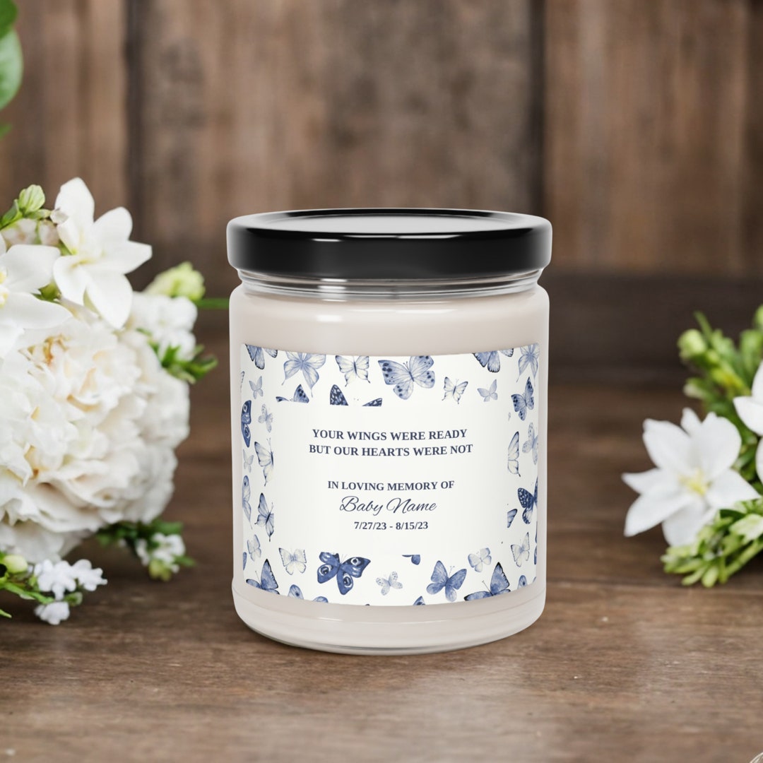 Personalized Infant Loss Memorial Candle With Butterflies | Sympathy ...