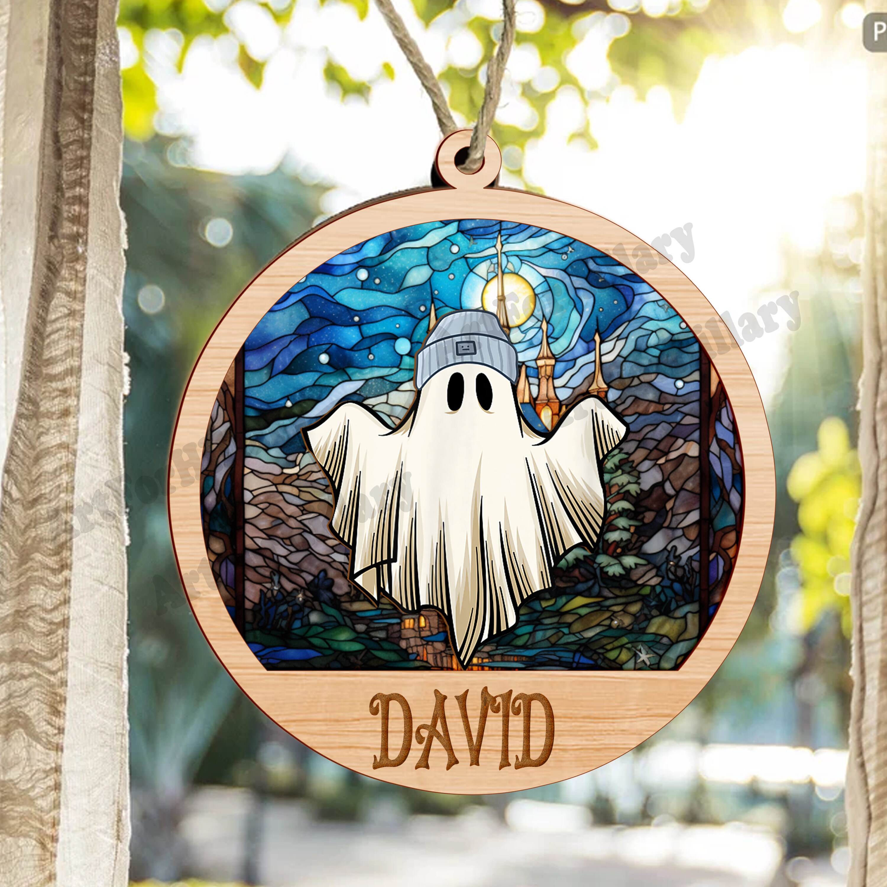 Ghost Suncatcher, Funny Halloween Suncatcher Ornament sold by Judye ...