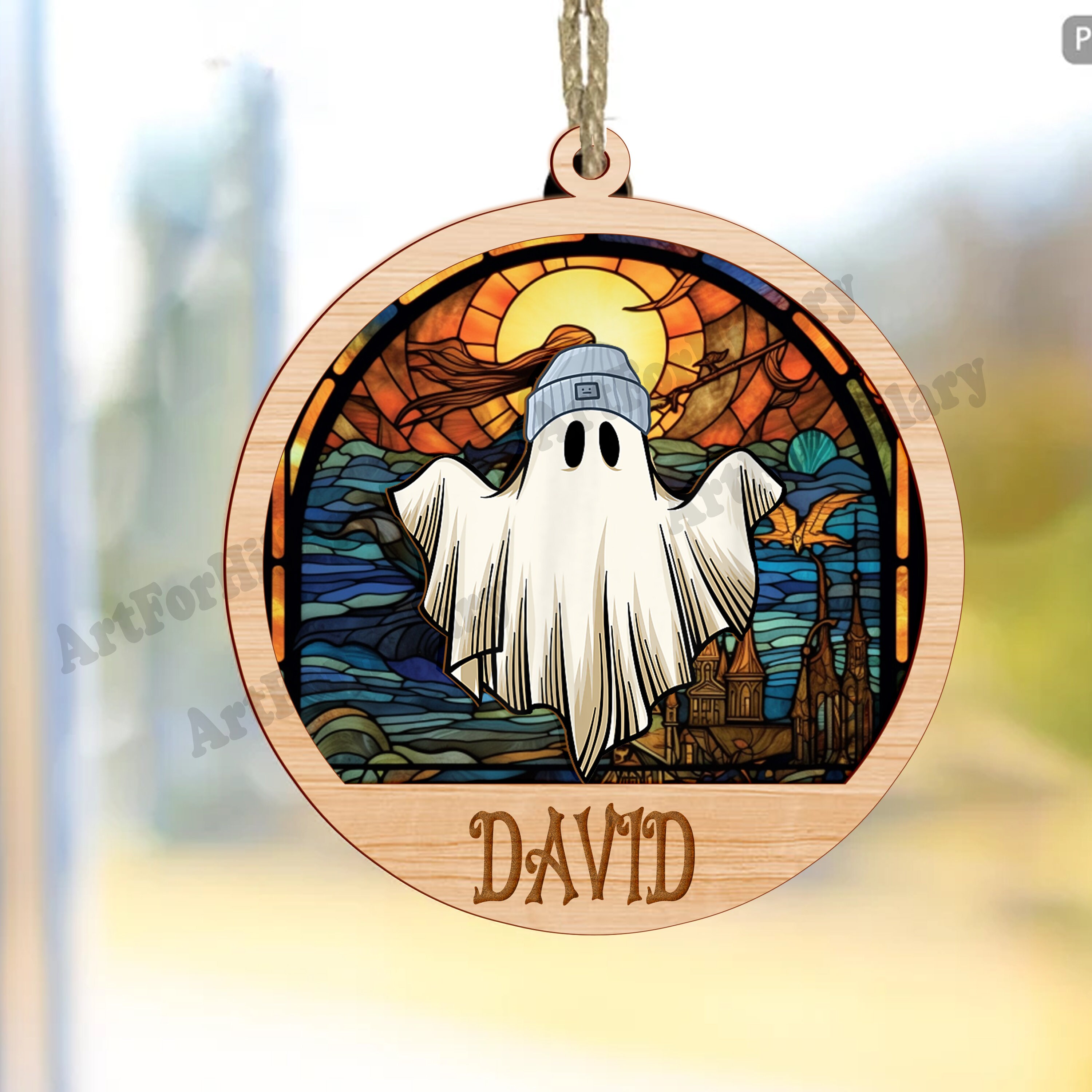 Ghost Suncatcher, Funny Halloween Suncatcher Ornament sold by Judye ...