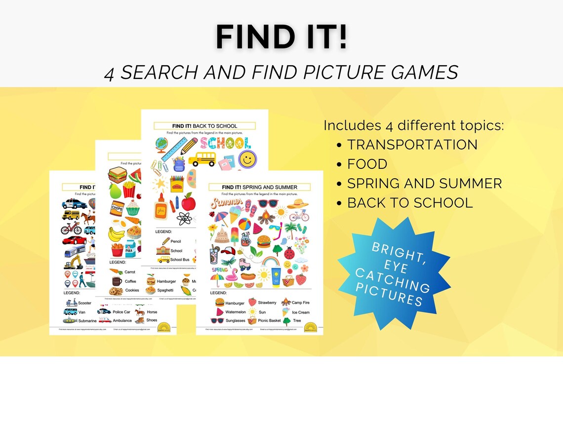 Find It Picture Search Game, Eye Spy, Search and Find, Hidden Picture ...