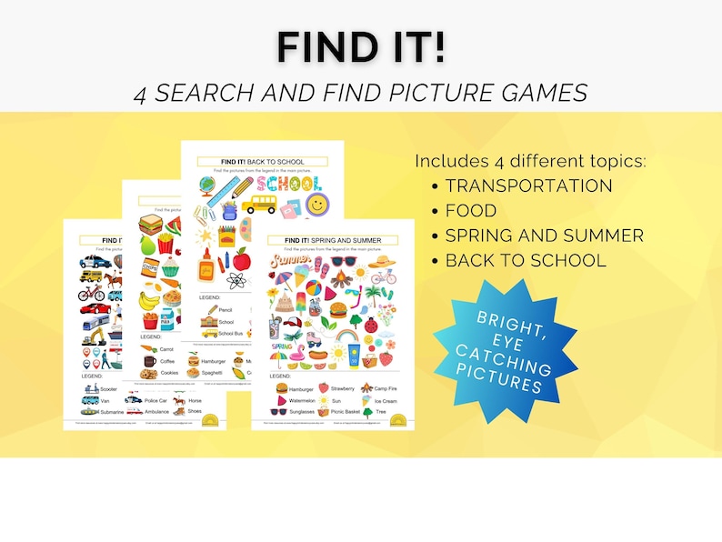 Find It Picture Search Game, Eye Spy, Search and Find, Hidden Picture ...