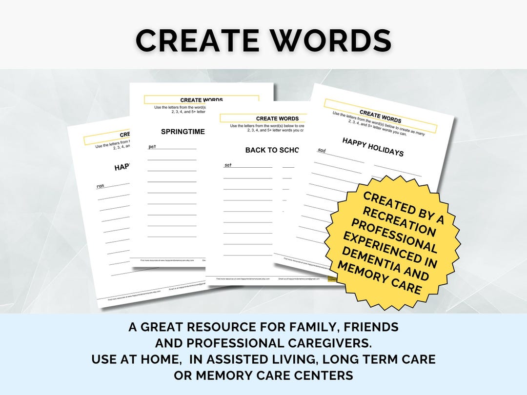 Special Event Word Game, Printable Dementia Memory Care Game for ...