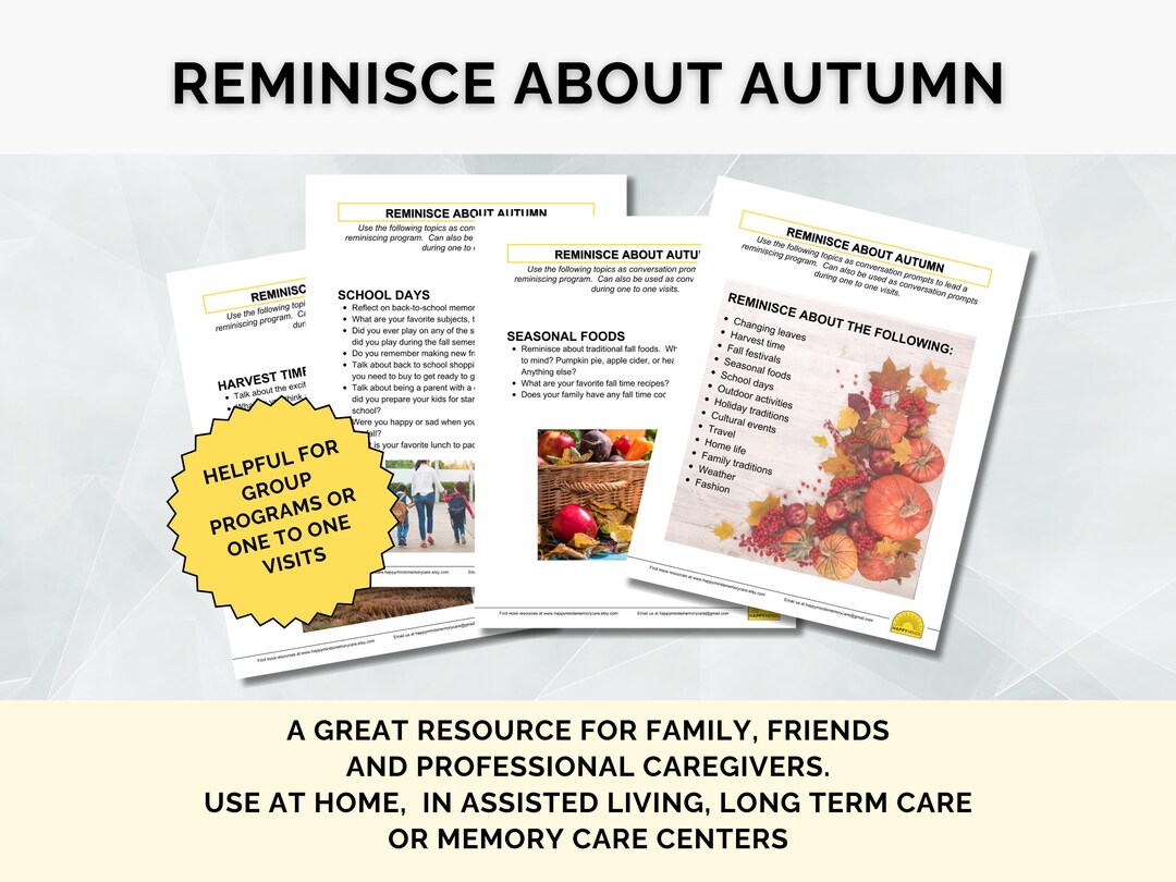 Reminisce About Autumn Conversation Starter Game, Fall Time Activity ...