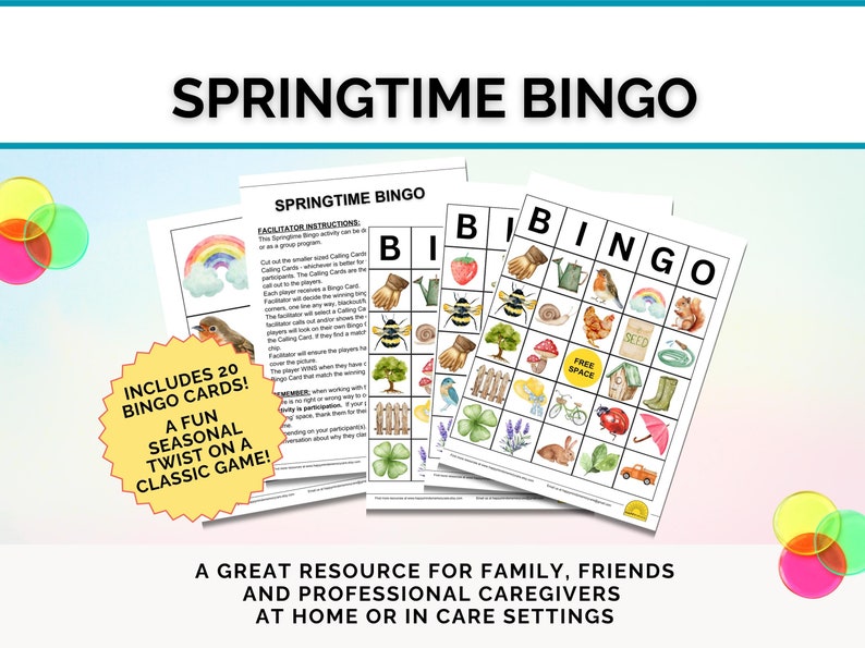 Spring Bingo Game, Printable Seasonal Board Game for Seniors, Activity ...