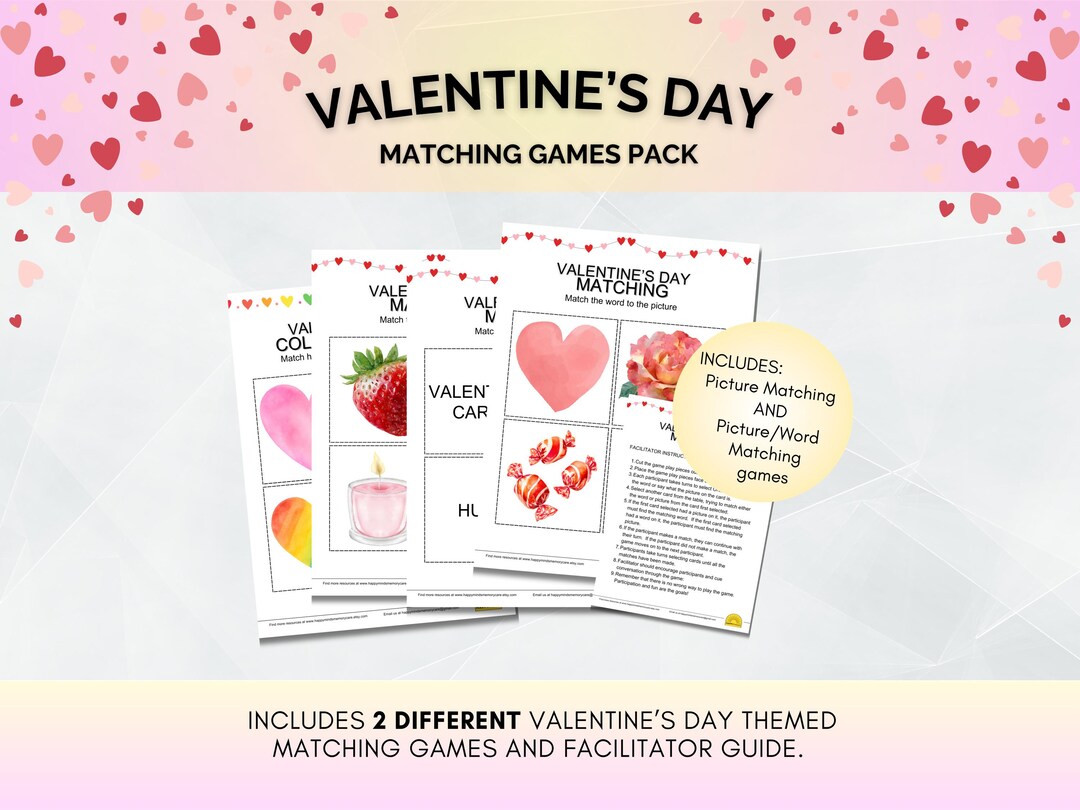 Valentine's Day Matching Game, Picture and Word Matching Activity ...