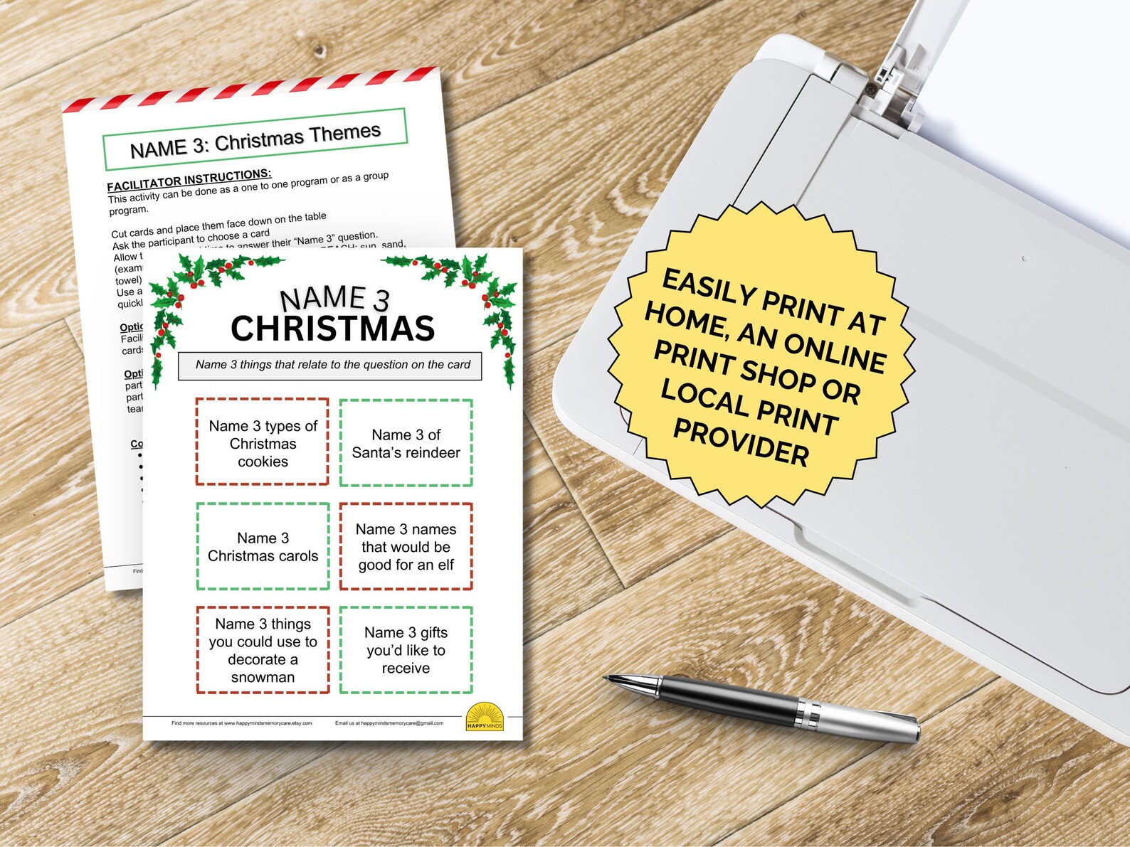 Name 3 Christmas Themed Conversation Game, Holiday Party Word Game ...