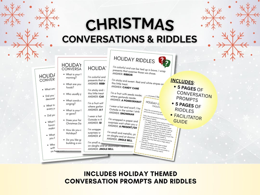 Printable Christmas Conversation Prompts and Riddles Activity for ...