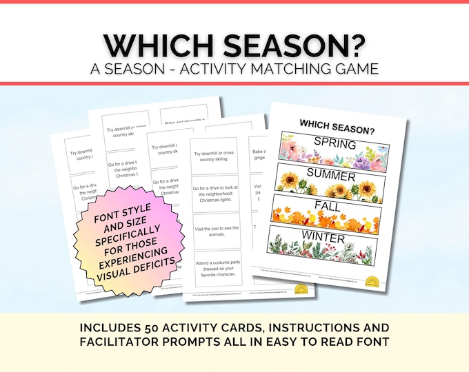 Matching Game, Printable Dementia Memory Care Game for Seniors, Memory ...