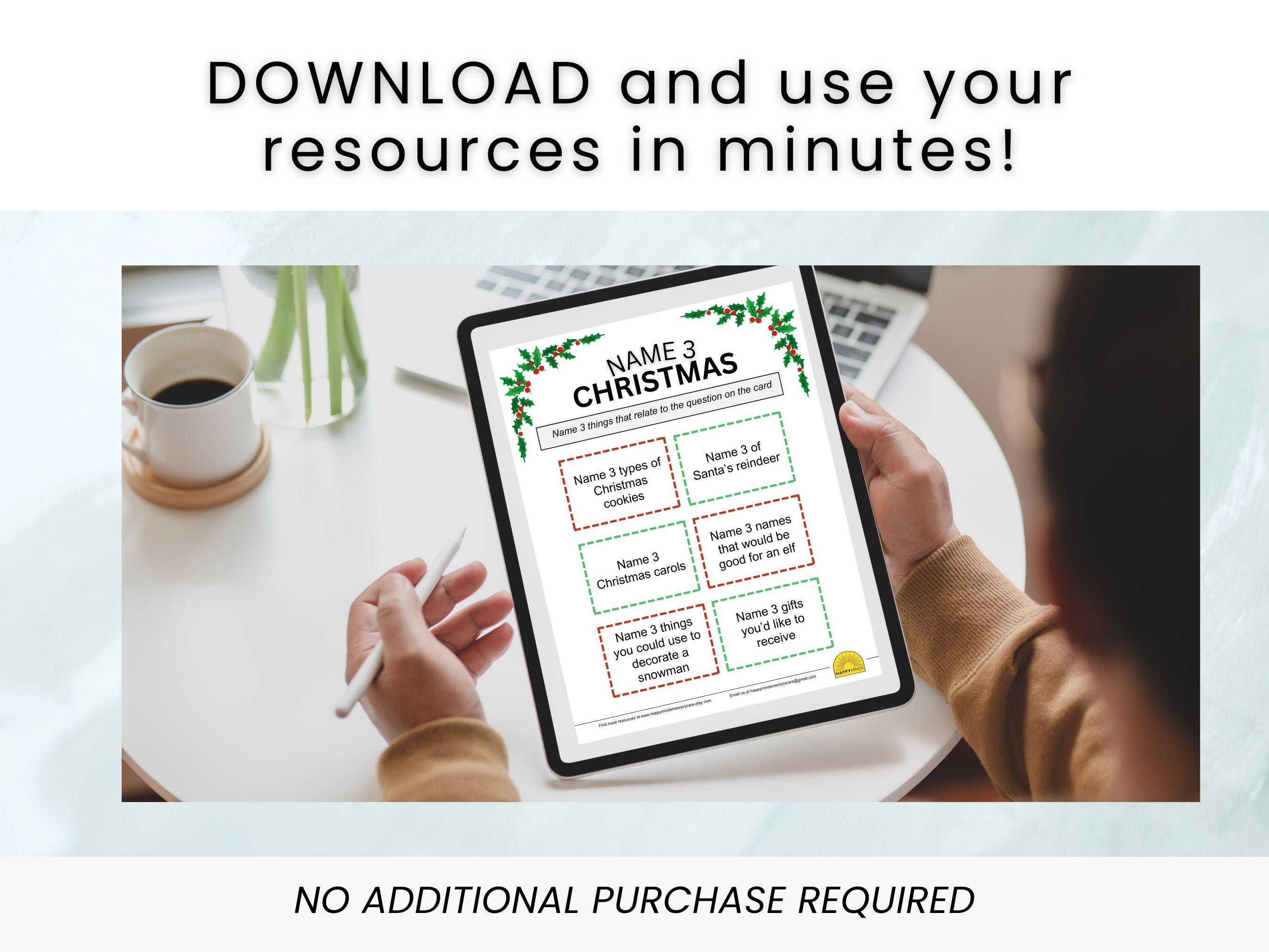 Name 3 Christmas Themed Conversation Game, Holiday Party Word Game ...