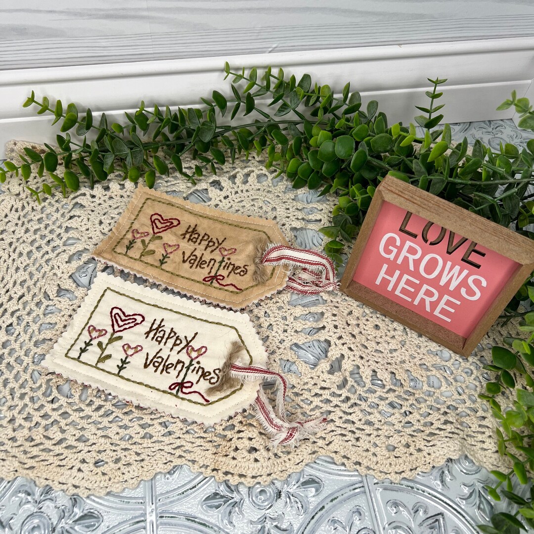 Happy Valentines Fabric Gift Tag, Peg Rail Decor - Etsy
