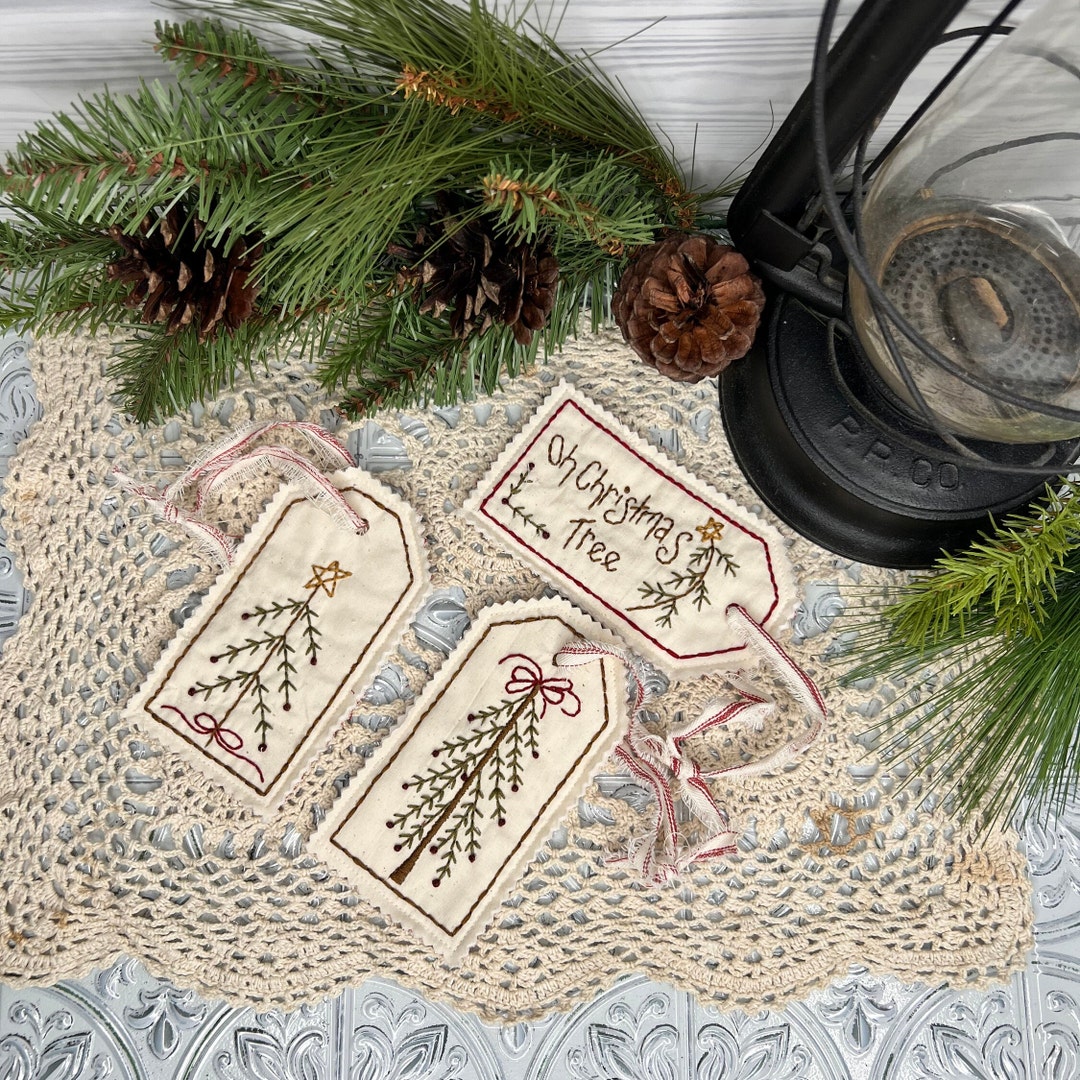 Fabric Gift Tag Set of 3 Oh Christmas Tree Wine Bottle Tags - Etsy
