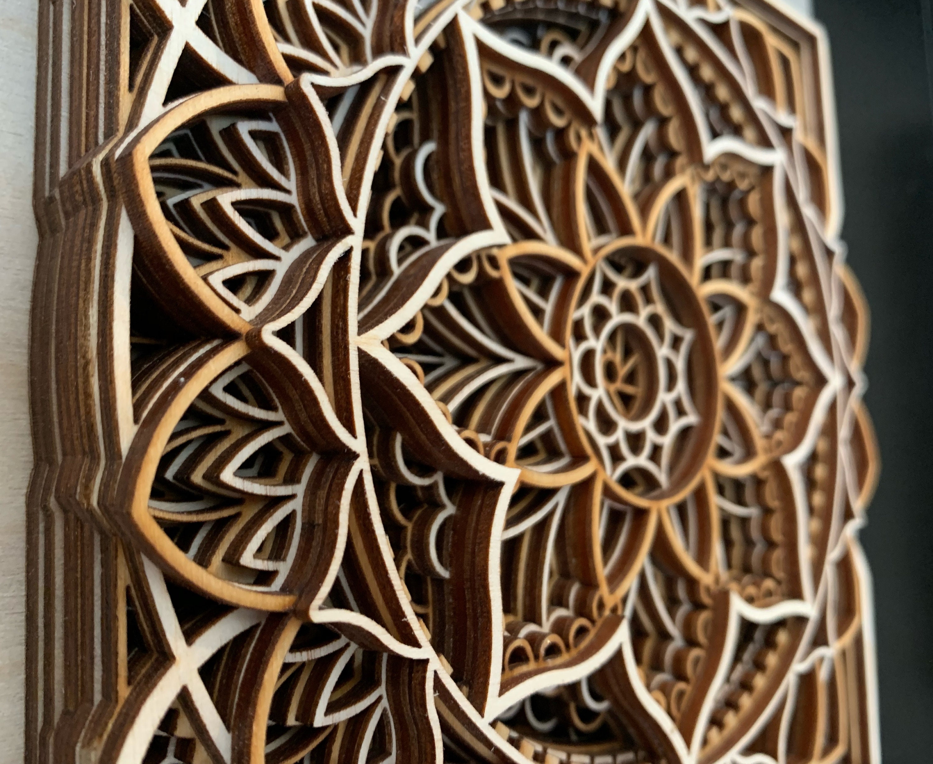 Fractal Layered Wood Mandala Wall Art | Etsy