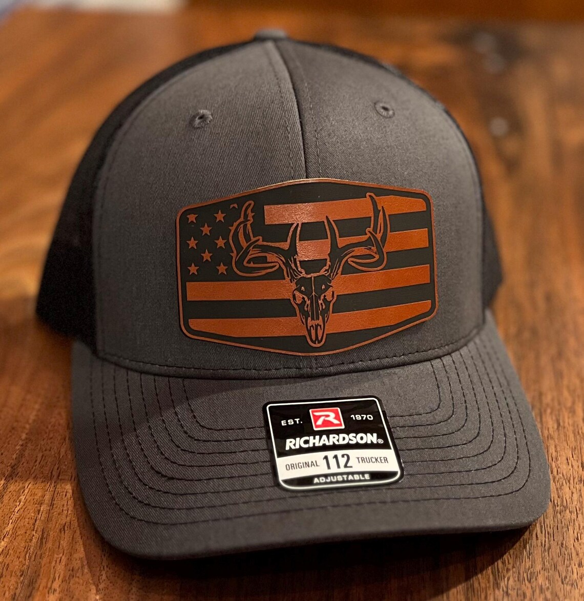 American Flag Deer Skull Patch Trucker Hat | Adjustable Mesh Cap ...