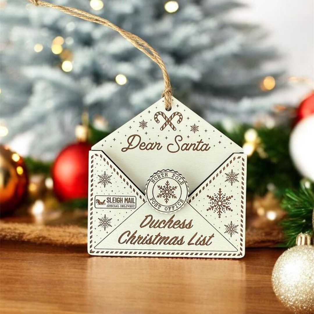 Dear Santa Christmas List Ornament, Personalized Wooden Holiday ...