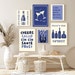 Blue Poster Collection, Set of 6, Eclectic, Cute, Drink Print, Wall ...