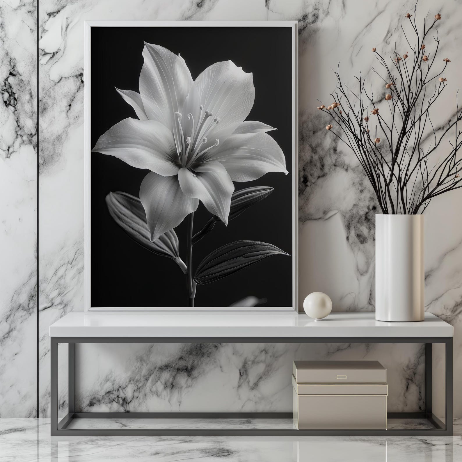 Black and White Lily Print: Minimalist Floral Photography (digital ...