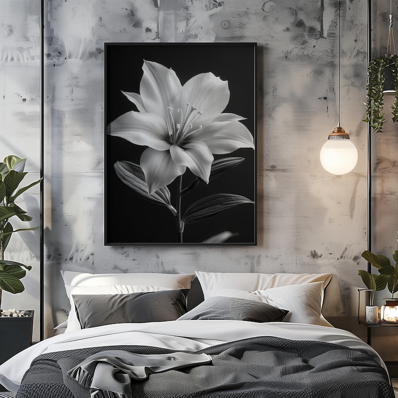 Black and White Lily Print: Minimalist Floral Photography (digital ...