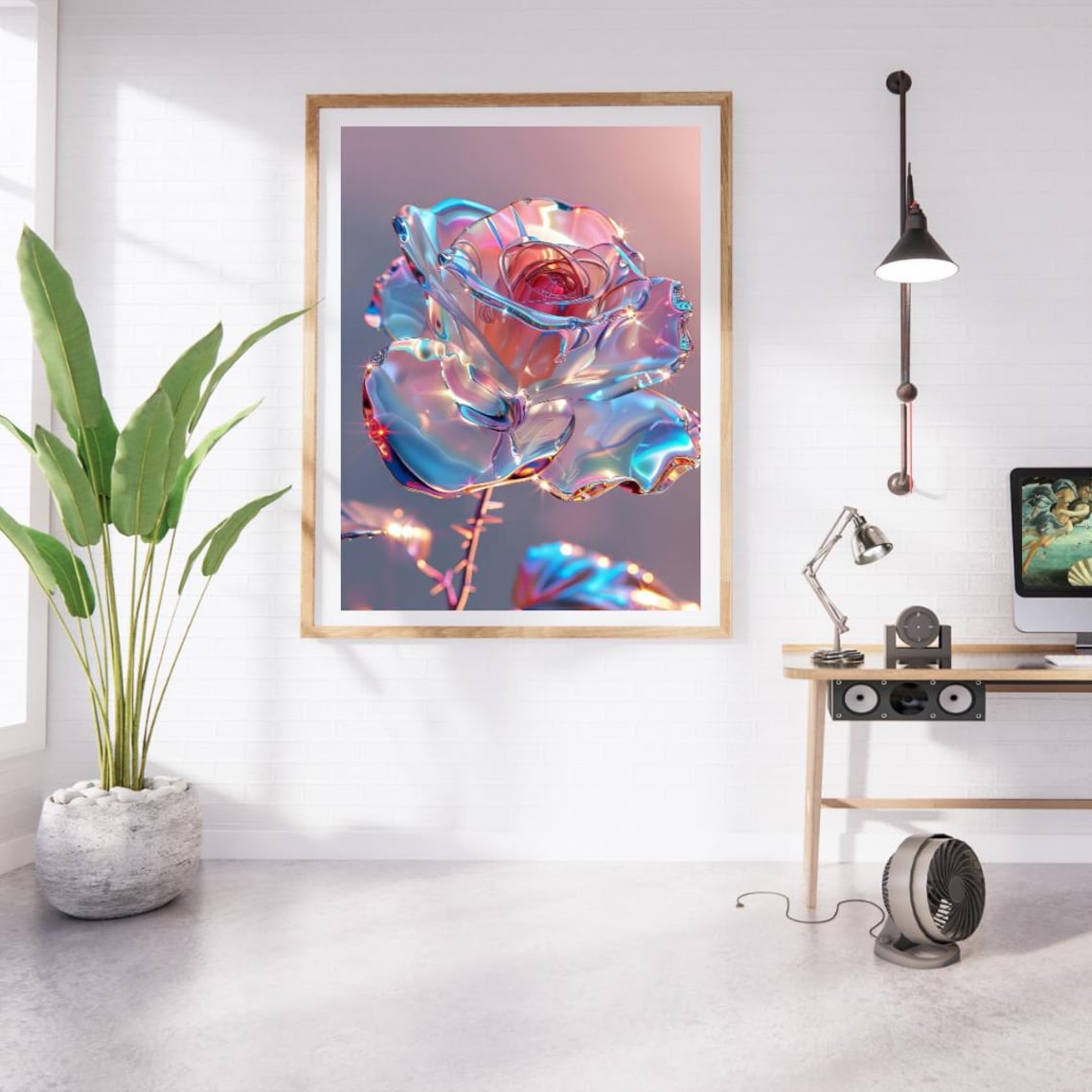 Iridescent Rose Print: Luminous Glass-like Floral Art (digital Download ...