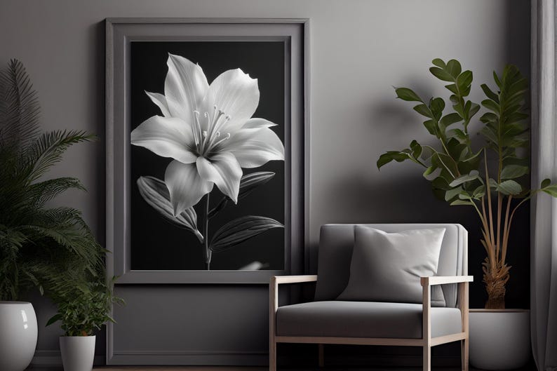 Black and White Lily Print: Minimalist Floral Photography (digital ...