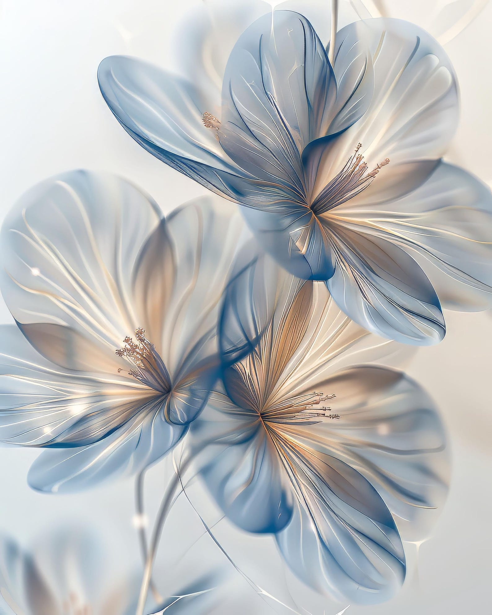 Delicate Abstract Blue Flower Art Print | Minimalist Abstract Floral ...