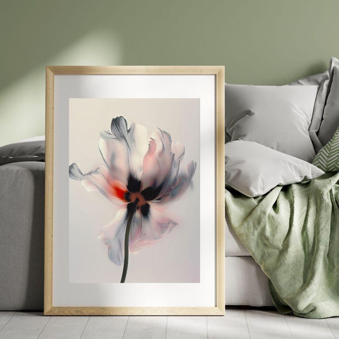 Abstract Poppy Flower Art Print: Minimalist Modern Decor (digital ...