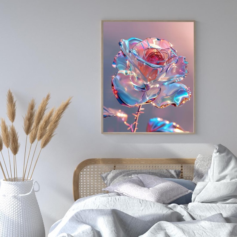 Iridescent Rose Print: Luminous Glass-like Floral Art (digital Download ...