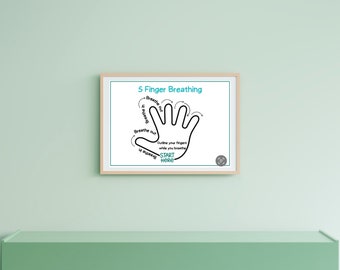 Five-finger Breathing Technique, Kids' Breathing Exercise Chart, Calm ...