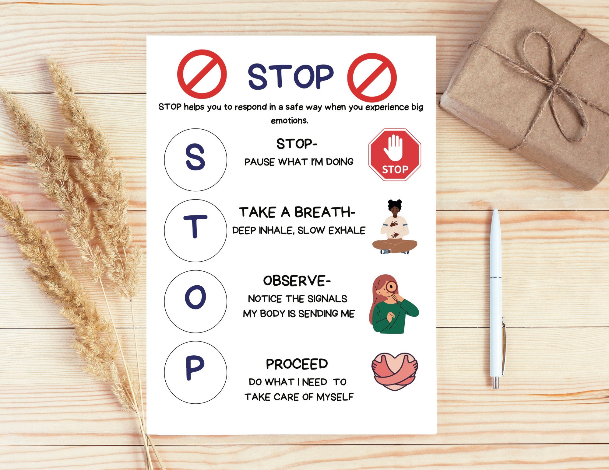 STOP Grounding Technique for Kids - Etsy