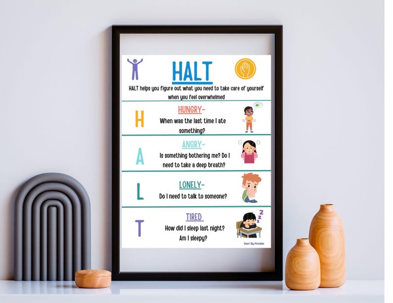HALT Strategy Handout for Kids - Etsy