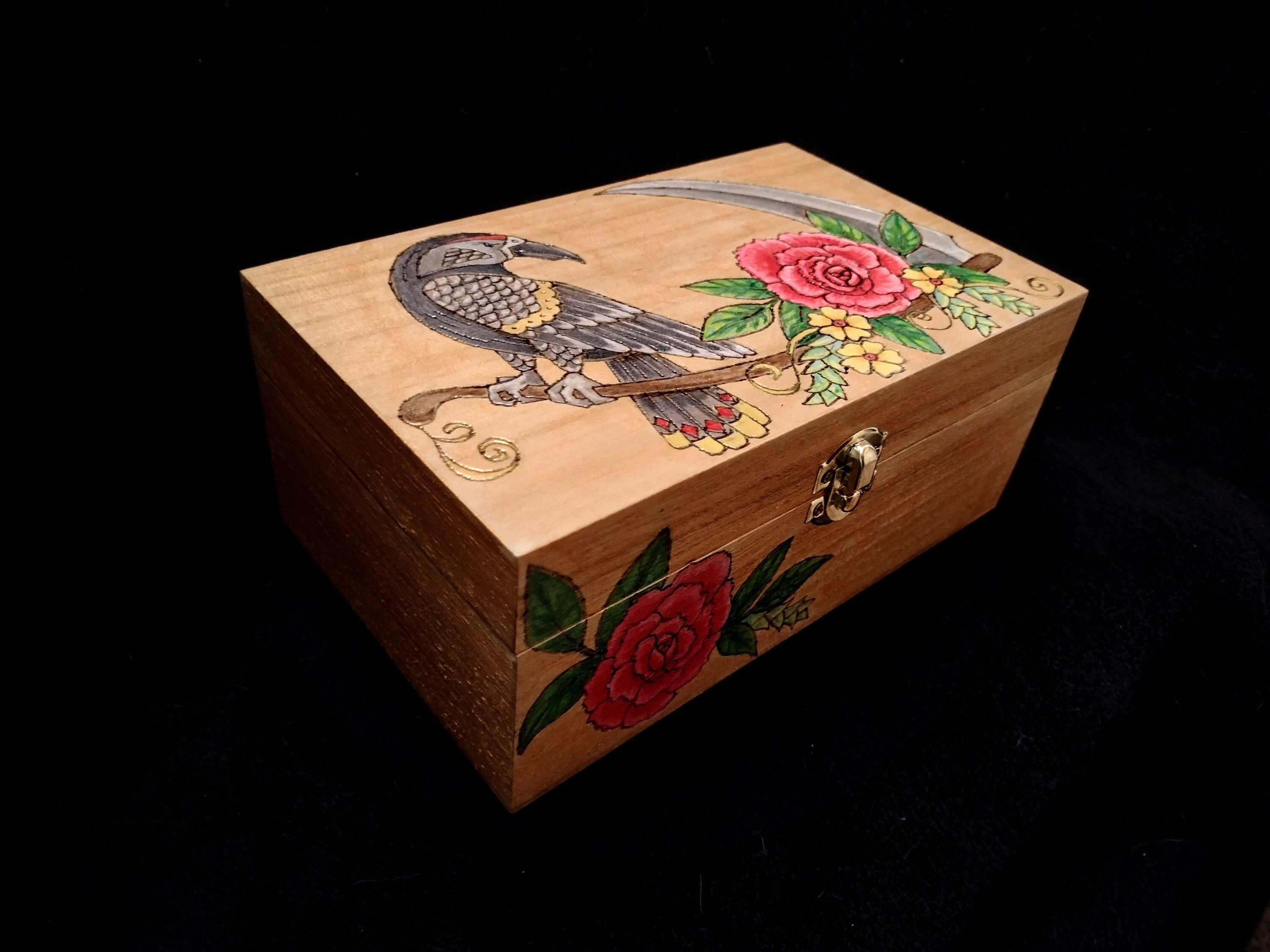 Raven and Scythe Box: a Traditional Tattoo Style, Wood Burned Box for ...