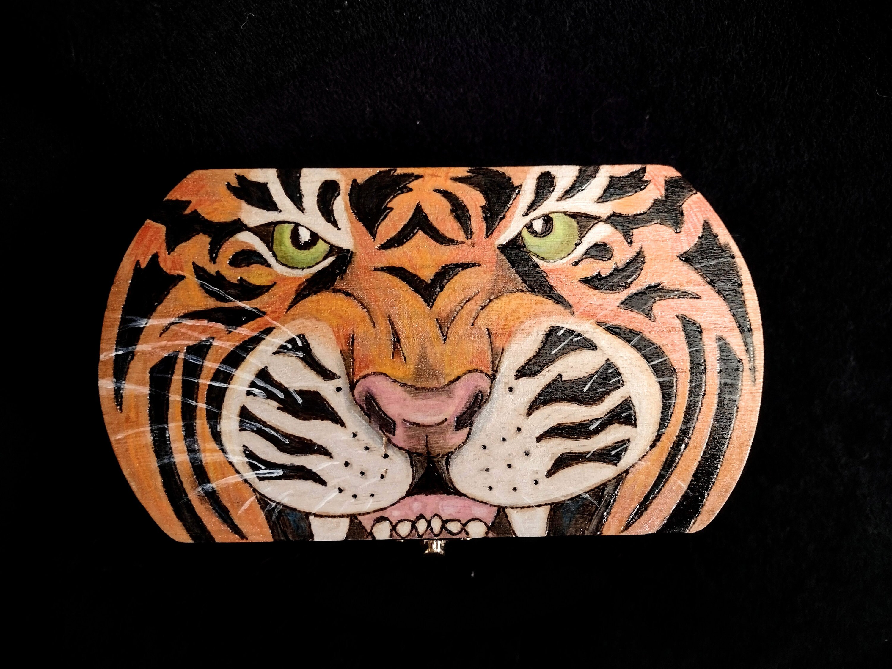 Roaring Tiger Box: Wood Burned and Painted, Unique Home Decor - Etsy