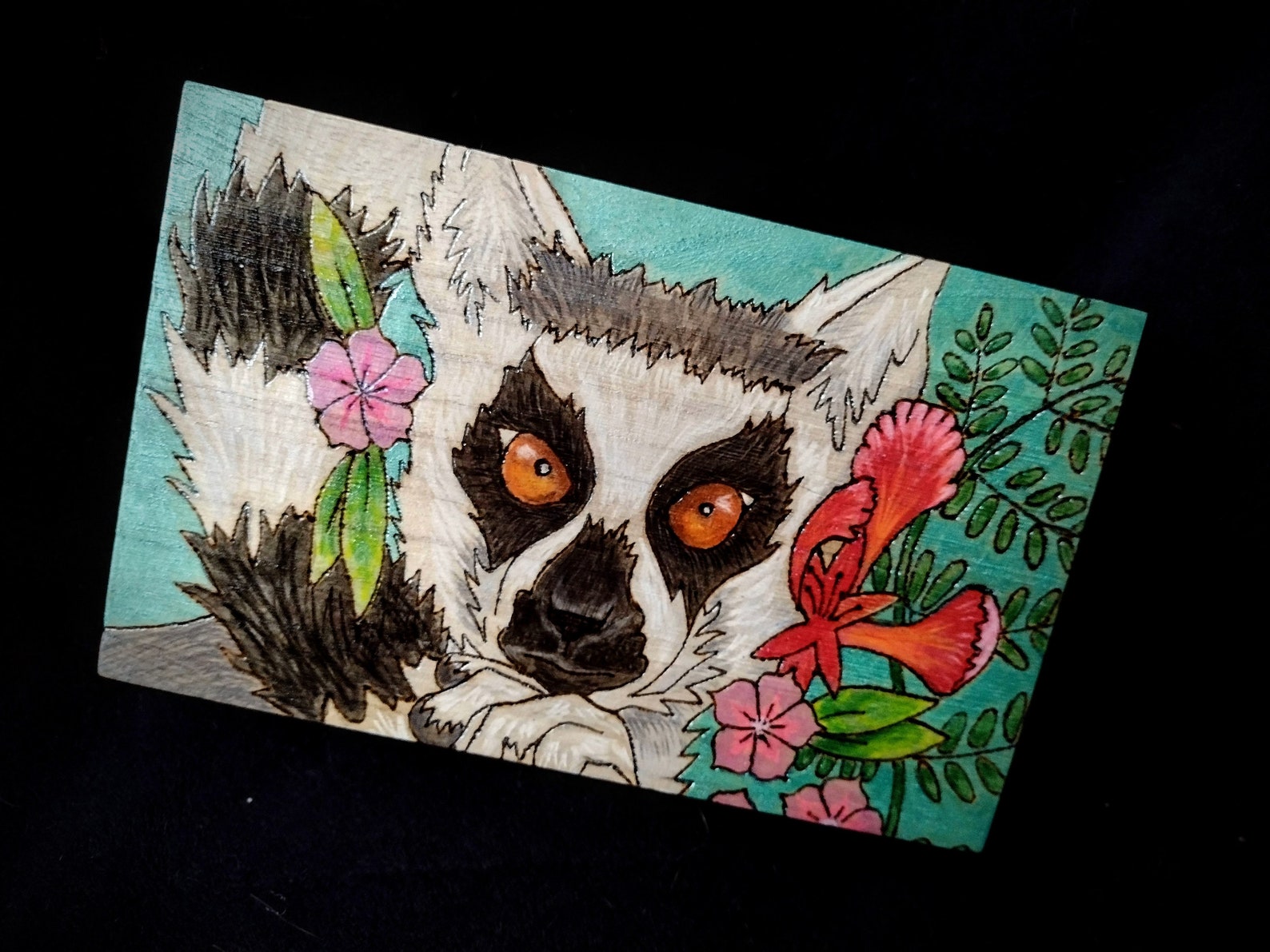 Lemur Wood Burned Box: A Decorative Box With a Ring Tailed Lemur and ...