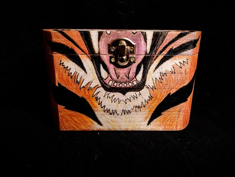 Roaring Tiger Box: Wood Burned and Painted, Unique Home Decor - Etsy