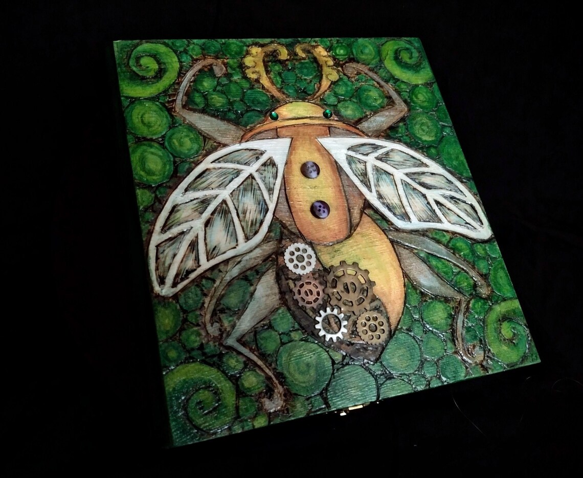 Steampunk Bee Box: a Wood-burned Decorative Home Accent for - Etsy