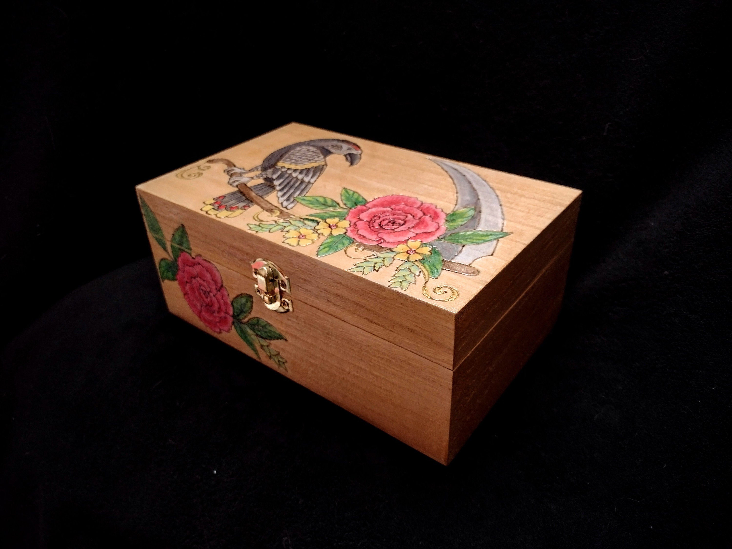 Raven and Scythe Box: a Traditional Tattoo Style, Wood Burned Box for ...