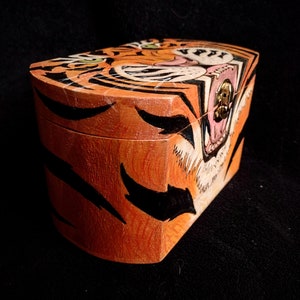 Roaring Tiger Box: Wood Burned and Painted, Unique Home Decor - Etsy