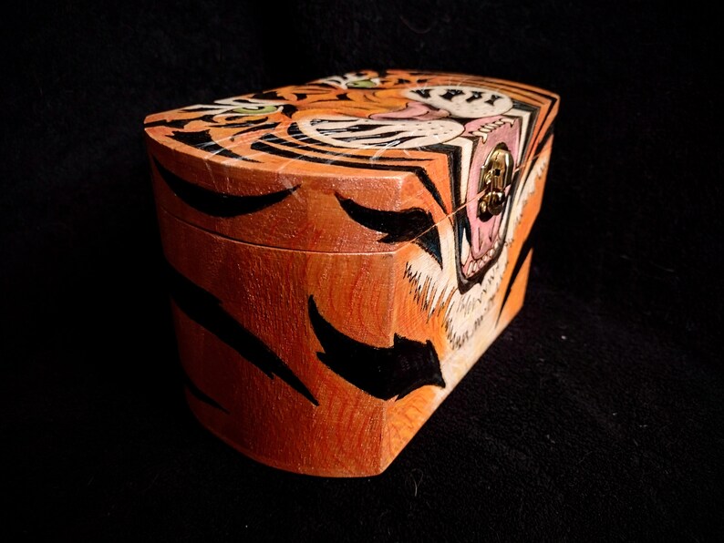 Roaring Tiger Box: Wood Burned and Painted, Unique Home Decor - Etsy