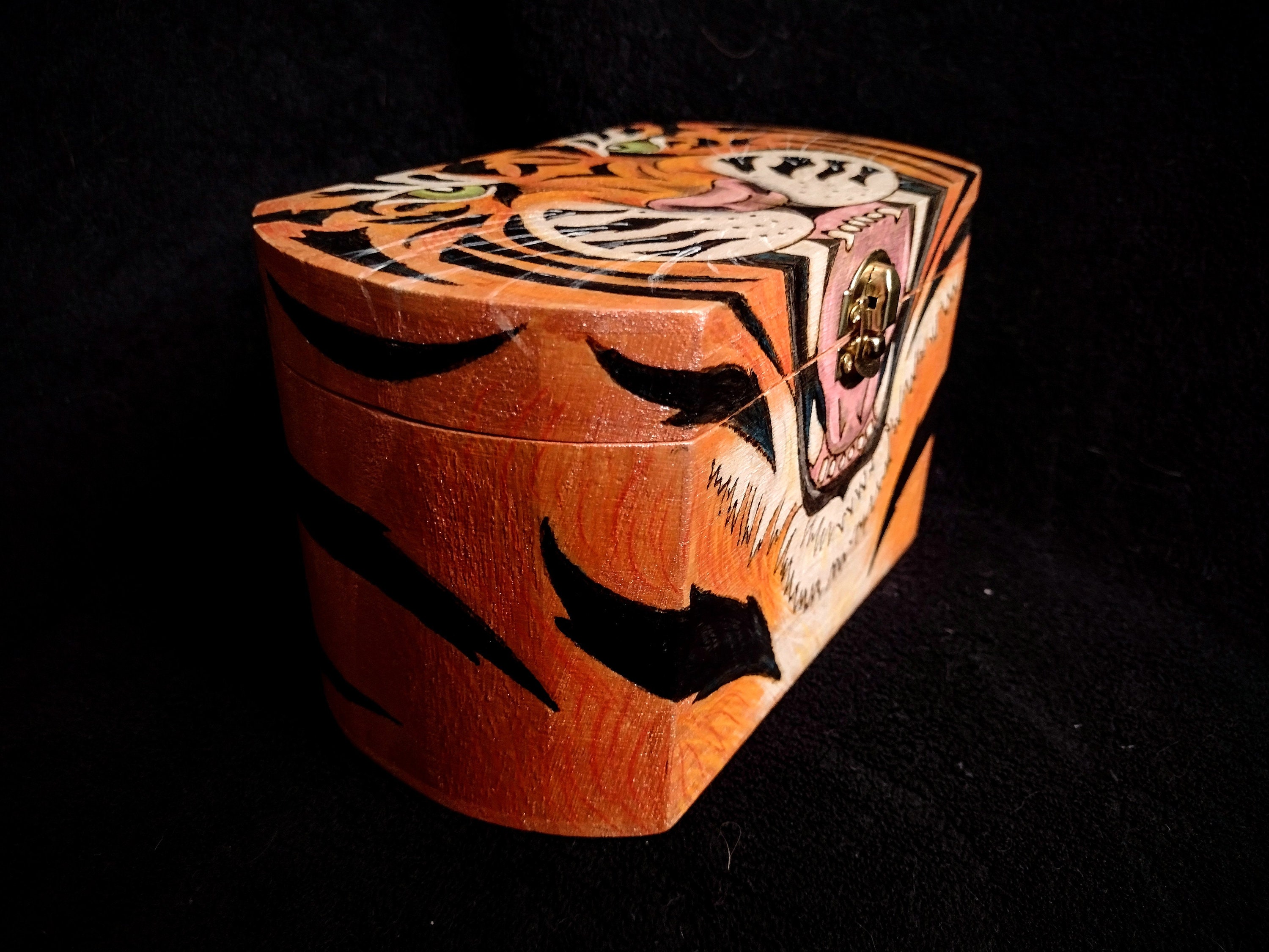 Roaring Tiger Box: Wood Burned and Painted, Unique Home Decor - Etsy