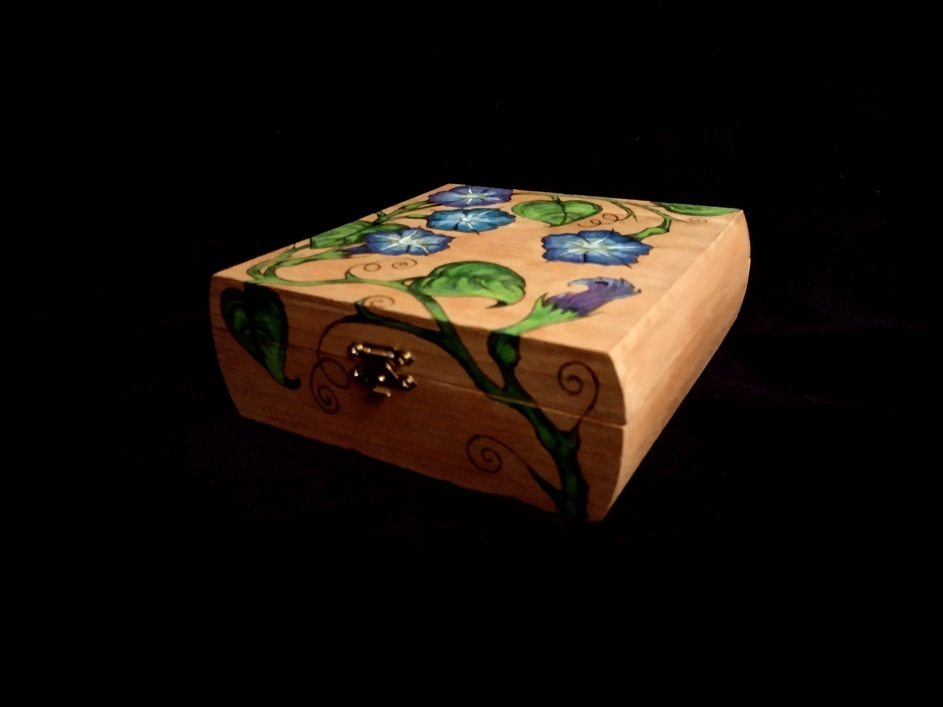 Morning Glory Box: a Wood Burned Floral Home Accent for - Etsy